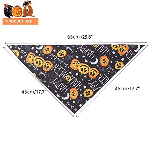 YUDANSI 4 Pack Halloween Dog Bandanas, Dog Halloween Costumes Washable Adjustable Triangle Cat Dog Neckerchief, Happy Halloween Dog Birthday Party Bandana Accessories for Small Medium Large Dogs