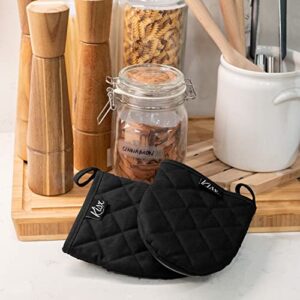 Oven Mitts Heat Resistant – (Black Color) Mini Oven Mitts, Silicone Gloves Heat Resistant, Kitchen Gloves for Cooking, Silicone Oven Mitts & Pot Holders Sets, Kitchen Pot Holders & Oven Mitts Sets