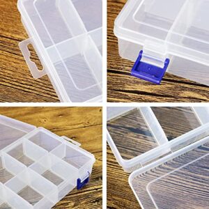 3Pcs Large Transparent Plastic Storage Box with Adjustable Dividers 8 Grids Clear Rectangular Organizer Container for Jewelry Beads Earring Fishing Hook Small Accessories