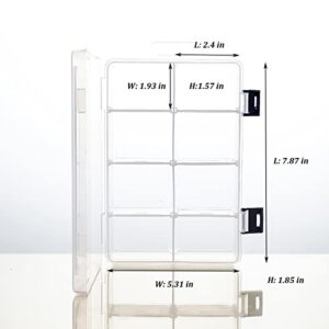 3Pcs Large Transparent Plastic Storage Box with Adjustable Dividers 8 Grids Clear Rectangular Organizer Container for Jewelry Beads Earring Fishing Hook Small Accessories