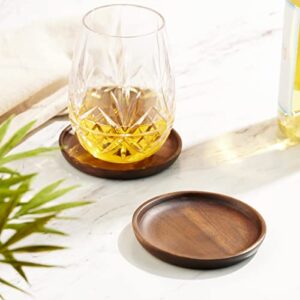 Coasters for Drinks, Premium Acacia Wood Coasters for Coffee Table, Home Decor, Housewarming Gifts - Set of 4