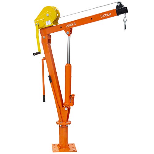 Prowinch Hydraulic Foldable Davit Crane with Winch - with 2000 Lbs Load Capacity - 360 Degree Swivel - Professional Grade Lifting Hand Winch with Automatic Brake - Durable and Versatile