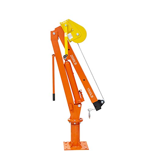 Prowinch Hydraulic Foldable Davit Crane with Winch - with 2000 Lbs Load Capacity - 360 Degree Swivel - Professional Grade Lifting Hand Winch with Automatic Brake - Durable and Versatile