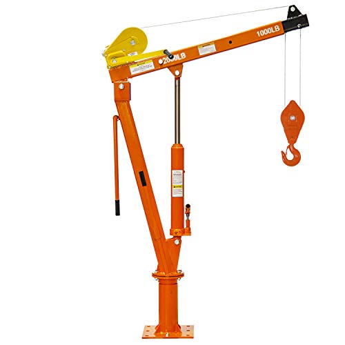 Prowinch Hydraulic Foldable Davit Crane with Winch - with 2000 Lbs Load Capacity - 360 Degree Swivel - Professional Grade Lifting Hand Winch with Automatic Brake - Durable and Versatile