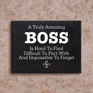 JennyGems Amazing Boss is Hard to Find Wooden Sign, Manager and Boss Gift, Desk Decor and Wall Hanging, Made in USA