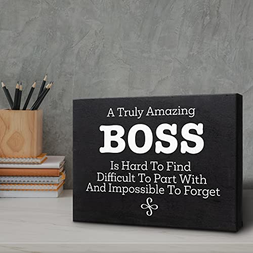 JennyGems Amazing Boss is Hard to Find Wooden Sign, Manager and Boss Gift, Desk Decor and Wall Hanging, Made in USA