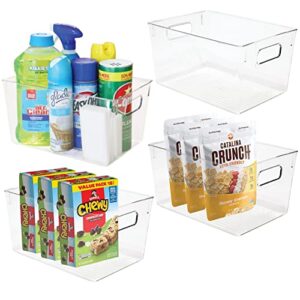 4 clear plastic storage bins acrylic organizers, pantry organization and storage clear organizing bins, fridge freezer organizer bins kitchen organization containers laundry bathroom cabinet organizer