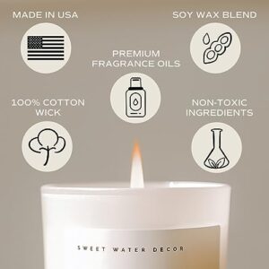 Sweet Water Decor Flannel Soy Candle | Vanilla Bean | Almond | Caramel | Coriander | Ginger | Bay Leaf | Clove Scented Candle for Home | 11oz White Jar Candle, 50+ Hour Burn Time, Made in the USA