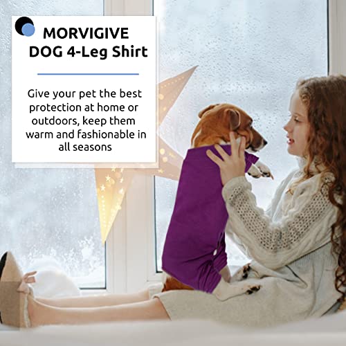 MORVIGIVE Dog Sweater for Small Dogs, Lightweight Dog Pajamas Warm Dog Coat for Hair Cover, Breathable Cotton Dog Onesie 4 Leg Puppy Jammies Winter Thermal Doggie Jumpsuits, Comfy for Boys and Girls