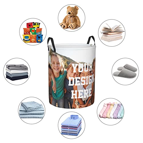 Personalized Hampers Custom Laundry Basket with Name, Customized Dirty Clothes Hamper with Photo/Text for Boys Girls Women Men, Collapsible Storage Basket with Handle for Bedroom, Large 19.6" x 15.7"