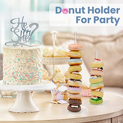 12 Pack Acrylic Donut Stands Clear Donut Holder 15.4 Inch and 10 Inch Donuts Display Stand Removable Donut Tower Stand Bagels Wall Display Stand Holder for Birthday, Wedding, Baby Shower Party