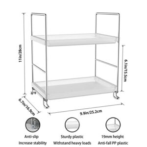 2 Tier Bathroom Organizer Countertop,Kitchen Spice Rack or Makeup Shelf Vanity Perfume Skin Care Organizer and Storage Bedroom Storage Tray (Silver & Translucent)