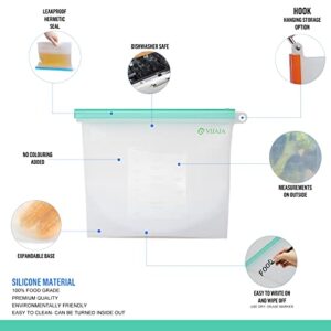 Reusable Silicone Food Storage Bags, Leakproof, Airtight, Zipper Freezer Bags for Food. Fruit, Veggie, Sandwich, Snack Storage Bags. Travel Picnic Lunch (3L+3M)