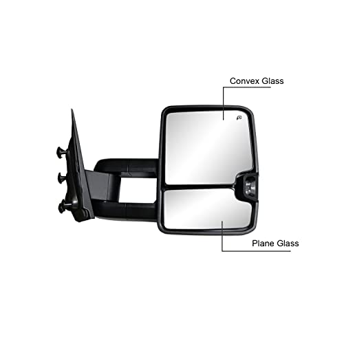 AERDM New Pair Towing Mirrors fit 2014-2018 for Chevy Silverado/for GMC Sierra 1500 2015-2018 for Chevy Silverado/for GMC Sierra 2500 3500 View Mirrors Heated Black with Turn Signals, Clearance Lamp