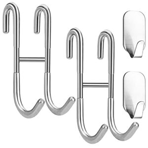 aifuda 4 pcs towel hooks, over door hook s hooks towel hooks for bathrooms frameless shower door with self adhesive wall hooks