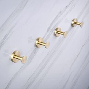 Gudetap Bathroom Towel Hook 4Pack Brushed Gold Towel Hooks Coat Hook SUS 304 Stainless Steel Wall Mount Storage Hook Robe Clothes Hook for Bathroom Kitchen Modern Hotel Style GTA0629BG