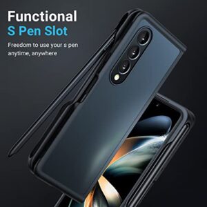 TORRAS Shockproof Galaxy Z Fold 4 Case, Military Grade, S Pen Slot, Translucent Matte, Slim Protective, 5G, Black