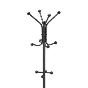 Hoctieon Coat Rack Freestanding,Entryway Coat Hanger Stand,Umbrella Holder,Hall Tree With 12 Hooks,Standing Coat Rack,Floor Standing Metal Umbrella Tree Stand, Black