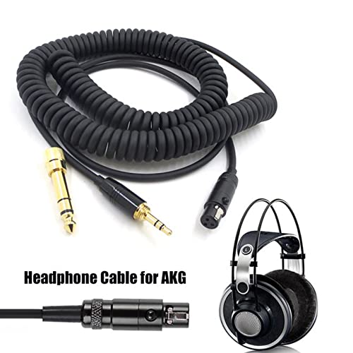 Alitutumao Q701 Cable, Replacement Spring Coiled Audio Cable Cord Compatible with AKG K240, K240S, K240MK II, K702, K141, K171, K181, K271, MKII, M220, Pioneer HDJ-2000 Headphones with 6.35mm Adapter