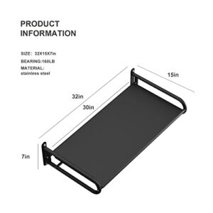 lanliebao 32 Inch Stainless Steel Wall Shelf Metal Shelving Heavy Duty Commercial or Household Grade Wall Mount Microwave Oven Shelf with Fixing Kit(Width 32 in Black)