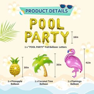 Pool Party Decorations for Girls Kids Birthday Summer Beach Party Decorations Pool Party Favors Supplies Summer Birthday Party Decorations Tropical Luau Hawaiian Party for Boys Pool Party Balloons