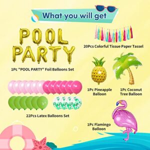 Pool Party Decorations for Girls Kids Birthday Summer Beach Party Decorations Pool Party Favors Supplies Summer Birthday Party Decorations Tropical Luau Hawaiian Party for Boys Pool Party Balloons