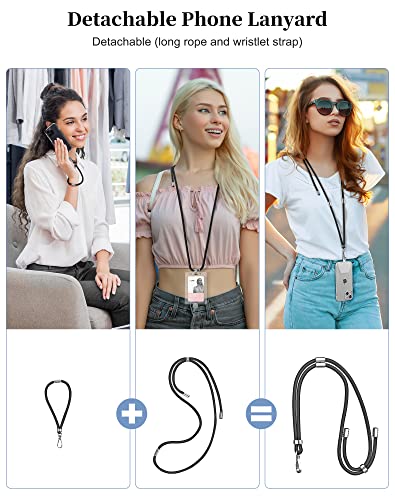 SHANSHUI Cell Phone Lanyard, Universal Detachable Crossbody Lanyard,Necklace Lanyard & Wrist Strap with Phone Patch for All Smartphones - Black