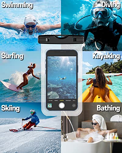 Vacto Waterproof Phone Pouch, IPX8 Waterproof Phone Case, Cell Phone Waterproof Bag, Cellphone Dry Bag Compatible with iPhone 13 12 11 Pro Max XS XR X, Galaxy S22 S21 S20 S10 up to 6.8"(2 Pack) Black