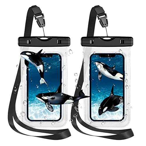 Vacto Waterproof Phone Pouch, IPX8 Waterproof Phone Case, Cell Phone Waterproof Bag, Cellphone Dry Bag Compatible with iPhone 13 12 11 Pro Max XS XR X, Galaxy S22 S21 S20 S10 up to 6.8"(2 Pack) Black