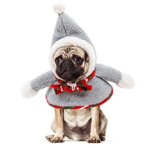 faveetie christmas santa dog costume pet clothes xmas coat with hat sweater winter warm outfit for small medium dogs cats christmas party pet cosplay costumes dressing up, gray