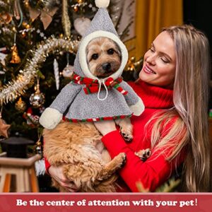 Faveetie Christmas Santa Dog Costume Pet Clothes Xmas Coat with Hat Sweater Winter Warm Outfit for Small Medium Dogs Cats Christmas Party Pet Cosplay Costumes Dressing up, Gray