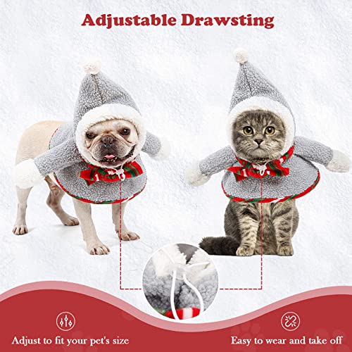 Faveetie Christmas Santa Dog Costume Pet Clothes Xmas Coat with Hat Sweater Winter Warm Outfit for Small Medium Dogs Cats Christmas Party Pet Cosplay Costumes Dressing up, Gray