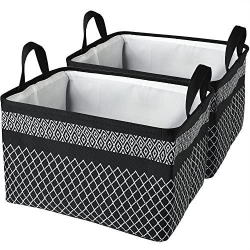 Storage Basket 2-Pack Fabric Storage Bins for Organizing Clothes Toys Collapsible Storage Basket with Handles Storage Bins for Shelves