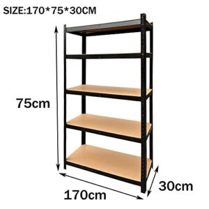 67" Storage Shelves, Heavy Duty Steel Frame 5-Tier Garage Shelf, Metal Multi-Use Storage Shelving Unit for Home/Office/Dormitory/Garage (1, Black)