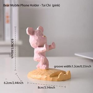 Cute Bear Phone Stand for Desktop Decoration Kawaii Phone Stand Universal Desktop Phone Stand, Best Friends Couple Gifts for All Mobile Smartphone Tablets (Pink, Palm Support)