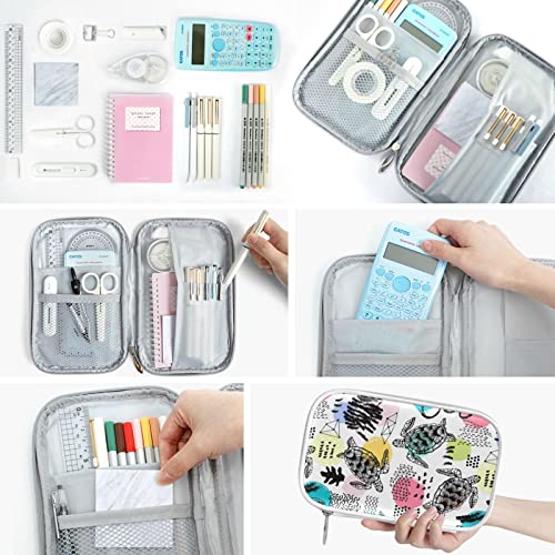 ZZKKO Sea Turtles Colorful Pencil Bag Case Zipper Pencil Holder Organizer Stationary Pen Bag Cosmetic Makeup Bag Pouch Purse for School Office Supplies