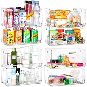 Nicunom 2 Pack Stackable Plastic Storage Bins Open Front, Clear Pantry Organizer Bins Household Food Storage Bin for Kitchen, Countertops, Cabinet, Shelf, Fridge,Pantry