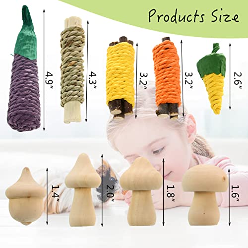 Vehomy Guinea Pig Grass Tunnel Toy Hamster Natural Hideaway Tunnel Tubes and 9Pcs Small Pet Chewing Toys Small Animal Grass House with 5 Entrances for Guinea Pig Syrian Hamster Chinchillas Gerbils