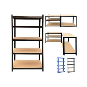 5-tier steel storage shelves, heavy duty garage shelf with adjustable shelves, boltless shelving unit for free combination, home office metal utility shelves, 79" h x 39" w x 20" d, black