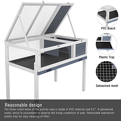 BIRASIL Wood Tortoise House, Indoor Turtle Habitat Reptile Cage, Tortoises Enclosure for Small Animals Lizards Hamster