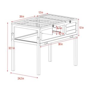 BIRASIL Wood Tortoise House, Indoor Turtle Habitat Reptile Cage, Tortoises Enclosure for Small Animals Lizards Hamster