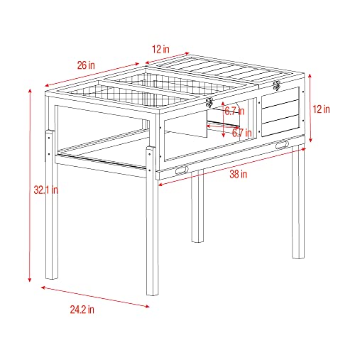 BIRASIL Wood Tortoise House, Indoor Turtle Habitat Reptile Cage, Tortoises Enclosure for Small Animals Lizards Hamster