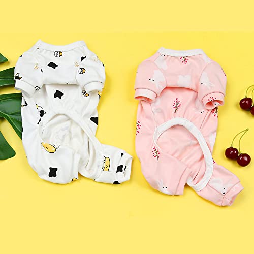 2 Pieces Dog Pajamas Cute Funny Printed for Cotton Puppy Clothes Holiday Festival Party Dogs Costumes Doggie Shirts Cat Outfits Dog Sweatshirt for Small Dogs Cats Boy Girl Clothes