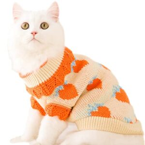 apott cat sweater pet knitted dress winter warm clothes for british shorthair burmese cornish rex scottish fold siamese orange - s