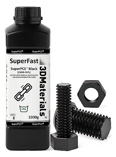 SuperPCS Black 1000g is the Fastest 1.5 Sec and Toughest Resin (1.8GPa, 15% Elongation) with 8K 22um Resolution, Made in Korea by 3DMaterials]