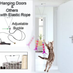 Alibuy Interactive Cat Toys,Hanging Cat Toy Kits 10Pcs Cat Feather Toys Hanging Door Retractable Ropes,Upgraded Mouse Toys Set Kitten Play Teaser for Cat Jump Exercise (10Pcs)