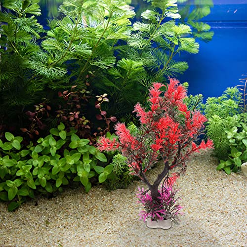 iplusmile Artificial Aquatic Plants, 9.8 inch Fish Tank Plants Decoration, Tree with Grass Aquarium Decor, Betta Fish Tank Hides Accessories for Household and Office