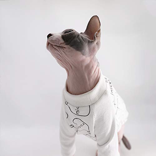 Sphynx Hairless Cat Cute Breathable Summer Cotton T-Shirts Milk Bottle Pattern Pet Clothes,Round Collar Vest Kitten Shirts Sleeveless, Cats & Small Dogs Apparel (XX-Large (Pack of 1), Milk-White)