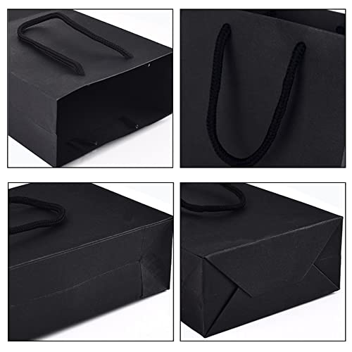 Szehap Black Gift Bags with Handles, 50 Pack Small Black Paper Bags Bulk, 5 x 2.4 x 7.4’’ Kraft Paper Bags