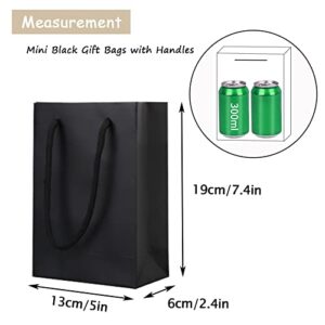 Szehap Black Gift Bags with Handles, 50 Pack Small Black Paper Bags Bulk, 5 x 2.4 x 7.4’’ Kraft Paper Bags